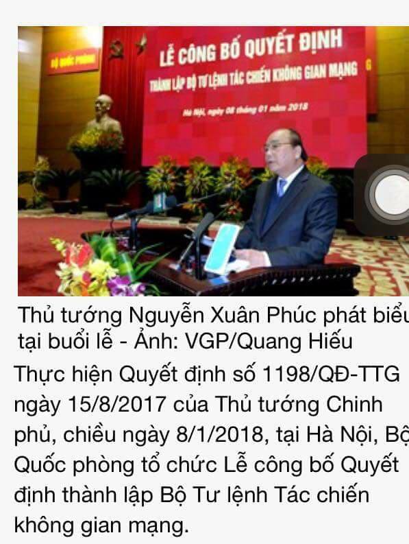 Chính Phủ Công Bố Công Khai Bộ Tư Lệnh Tác Chiến Không Gian Mạng Tiếng Dân