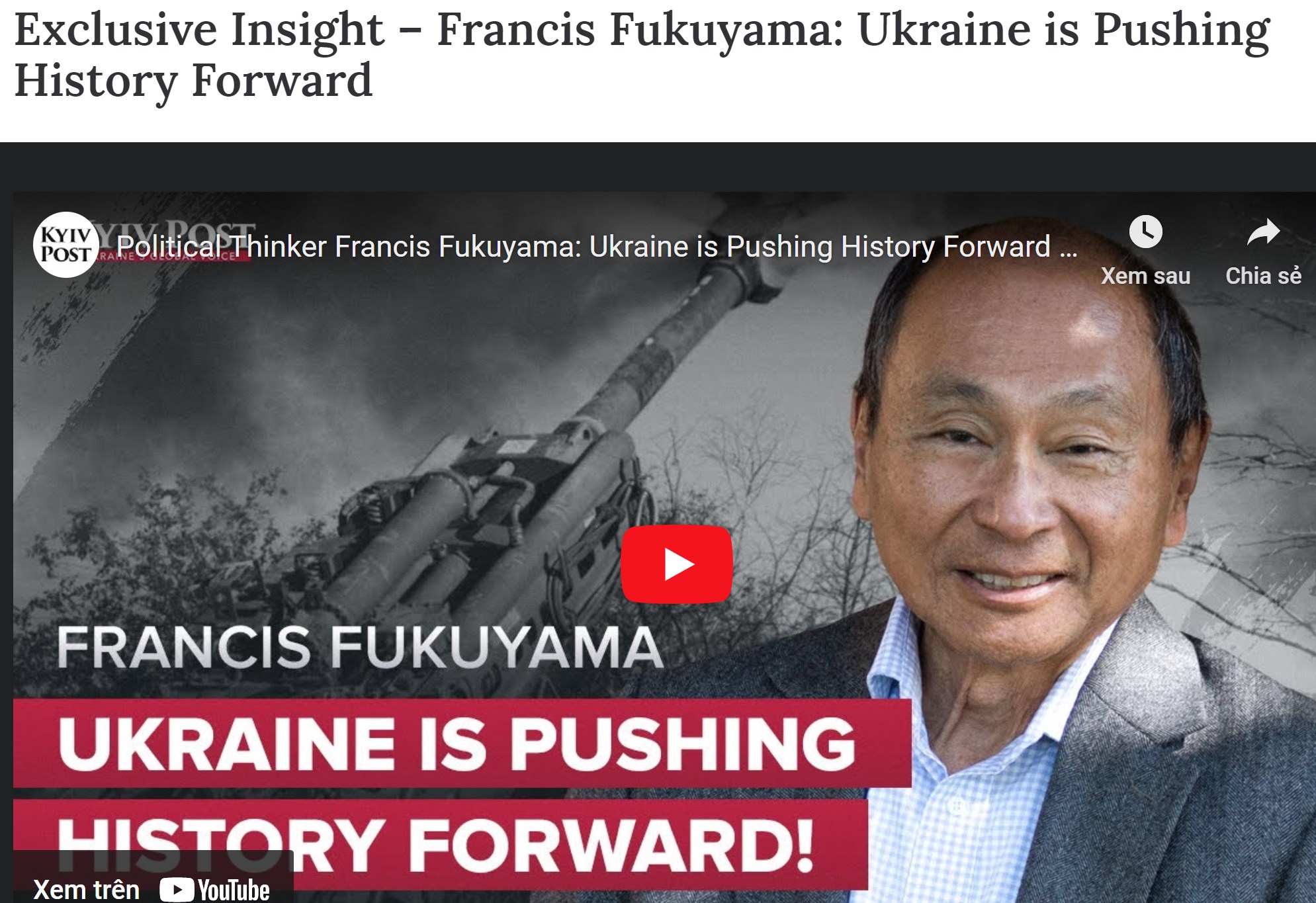 Nhận định về cuộc chiến của giáo sư Nhật Bản Francis Fukuyama | Tiếng Dân