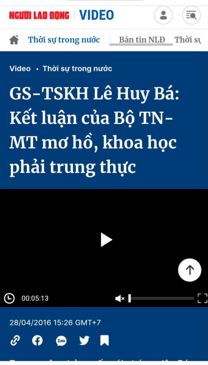 Cảnh báo của GSTS Lê Huy Bá về “Báo cáo tác động môi trường” | Tiếng Dân